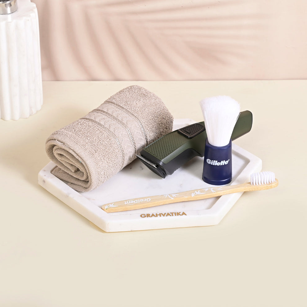 Hexagonal Shape White Marble Tray for Bathroom Kitchen Serving Vanity ...