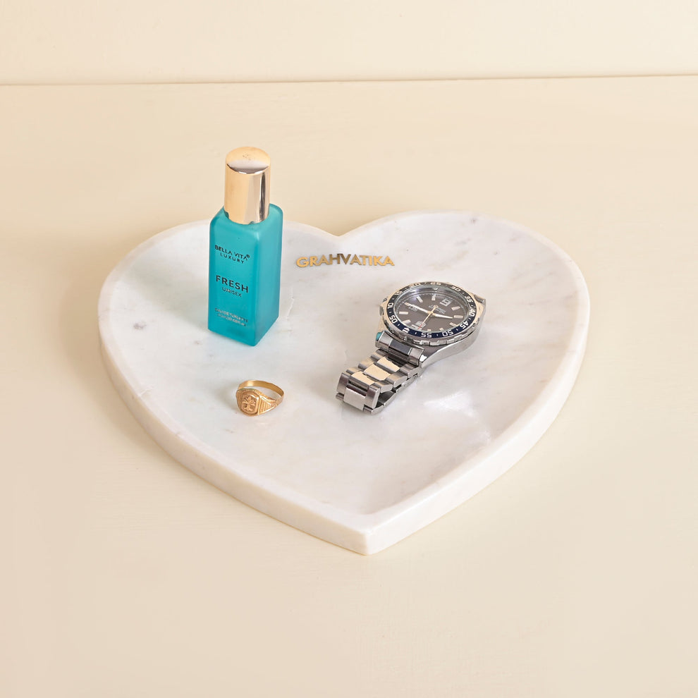 Heart Shape Marble Tray For Bathroom Kitchen Serving Tray – GrahVatika